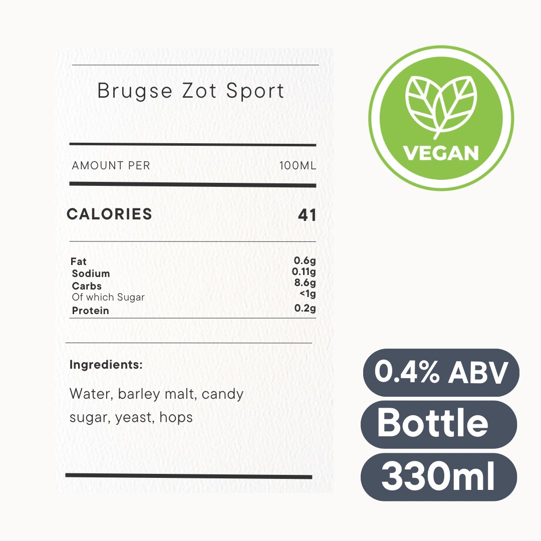 Brugse Zot Sport Belgian Alcohol Free Beer 0.4% - The Alcohol Free Co