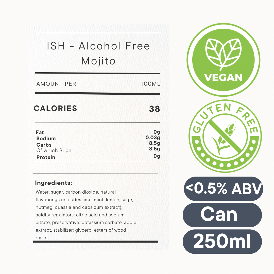 ISH - Non-alcoholic Cocktail, Mojito, 250 ml - The Alcohol Free Co