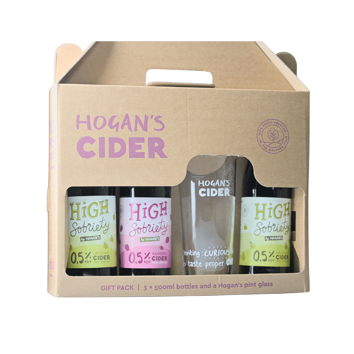 Hogan’s Alcohol-Free Cider Gift Box with glass